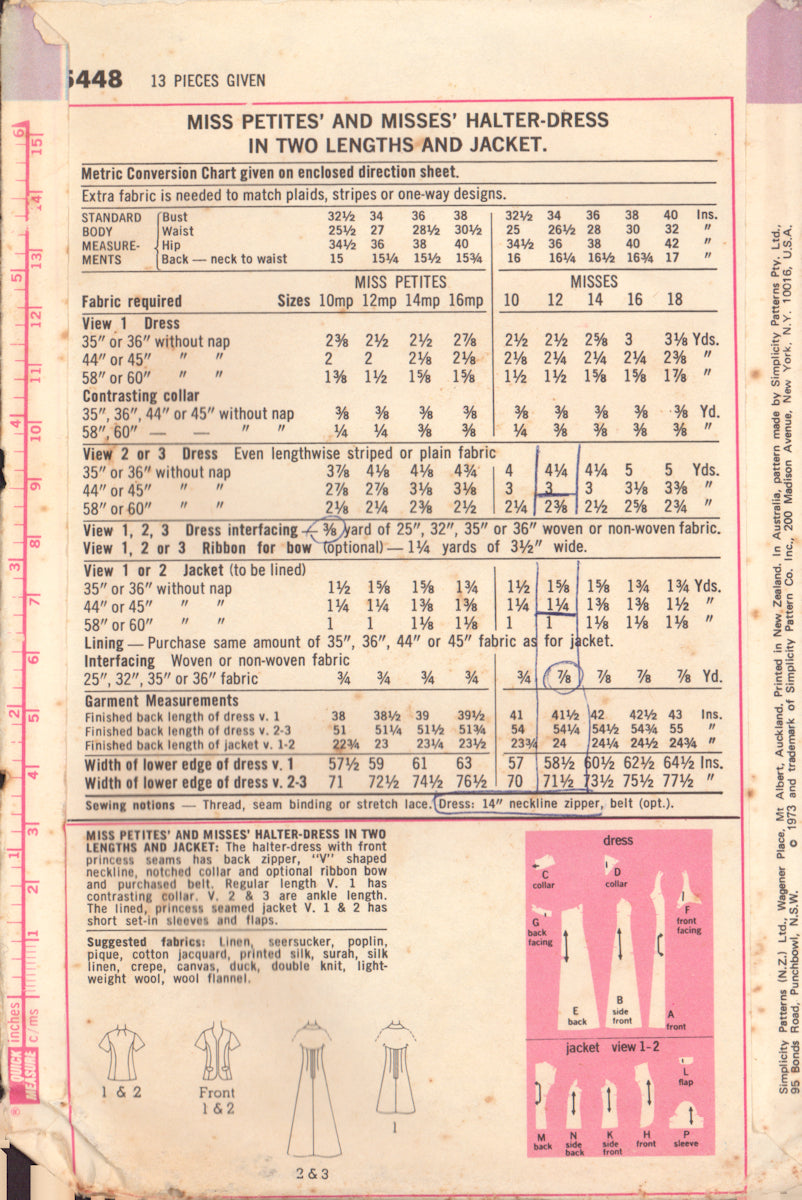 Simplicity 5448 Sewing Pattern, Dress and Jacket, Size 12, Cut, Comple – Patterns Central
