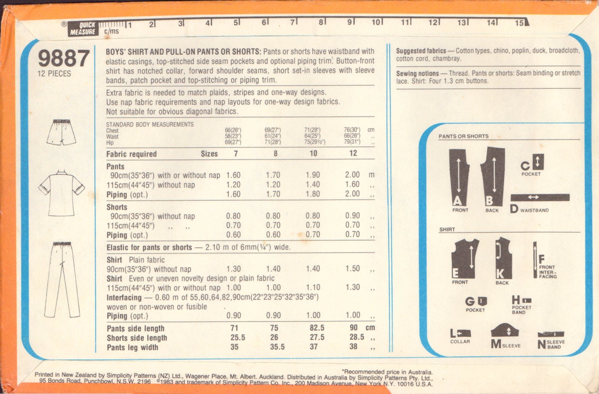 Simplicity 9887 Sewing Pattern, Boys' Shirt and Pants or Shorts, Size – Patterns Central