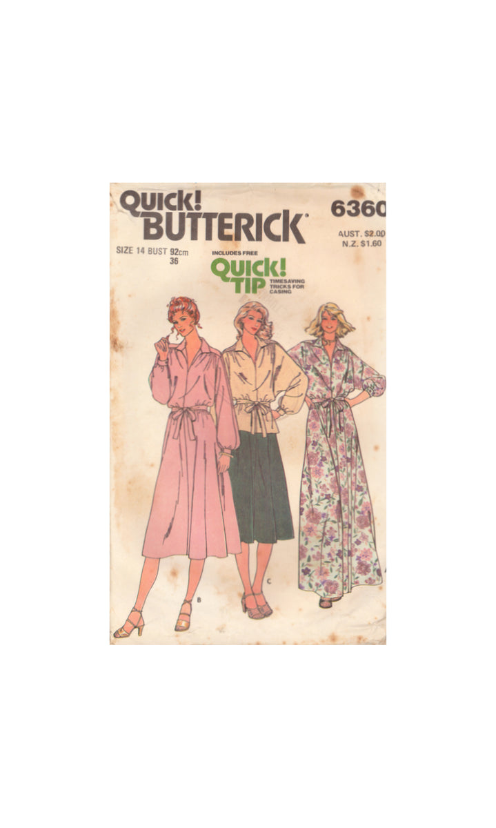 Butterick 6360 Sewing Pattern, Dress, Top, Belt and Skirt 14, Cut, Com ...
