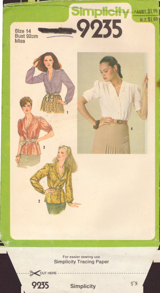 Simplicity 9235 Sewing Pattern, Blouse, Size 14, Cut, Complete ...