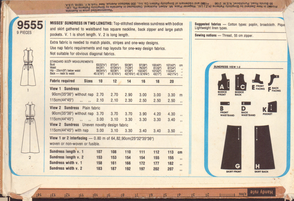 Simplicity 9555 Sewing Pattern, Misses' Sundresses in Two Lengths, Siz ...