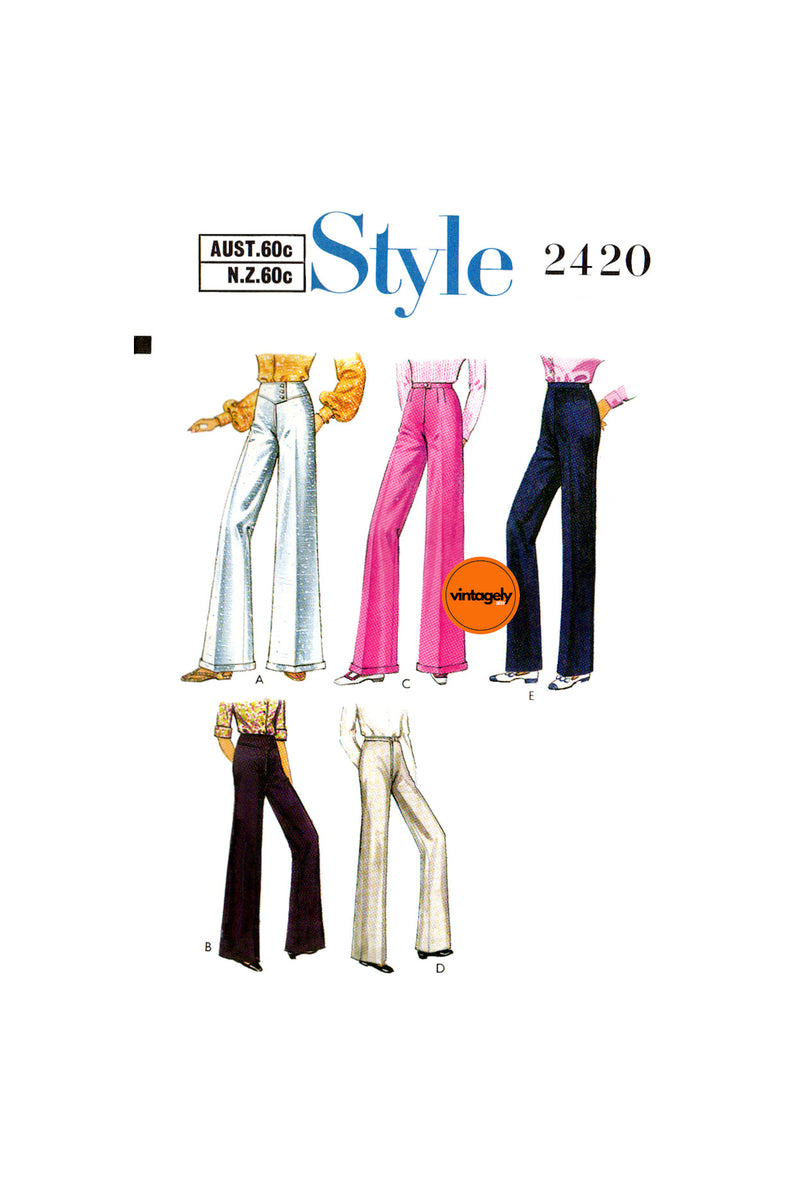 70s Oxford Bags, Cuffed Wide Leg, Flared or Straight Leg Trousers, Wai ...