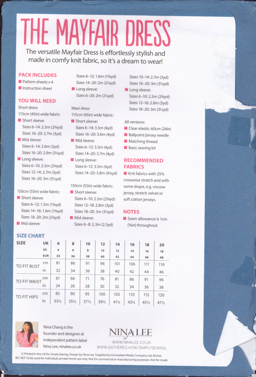 Simply Sewing - The Mayfair Dress, Sewing Pattern, Size 6-20, Uncut, F ...