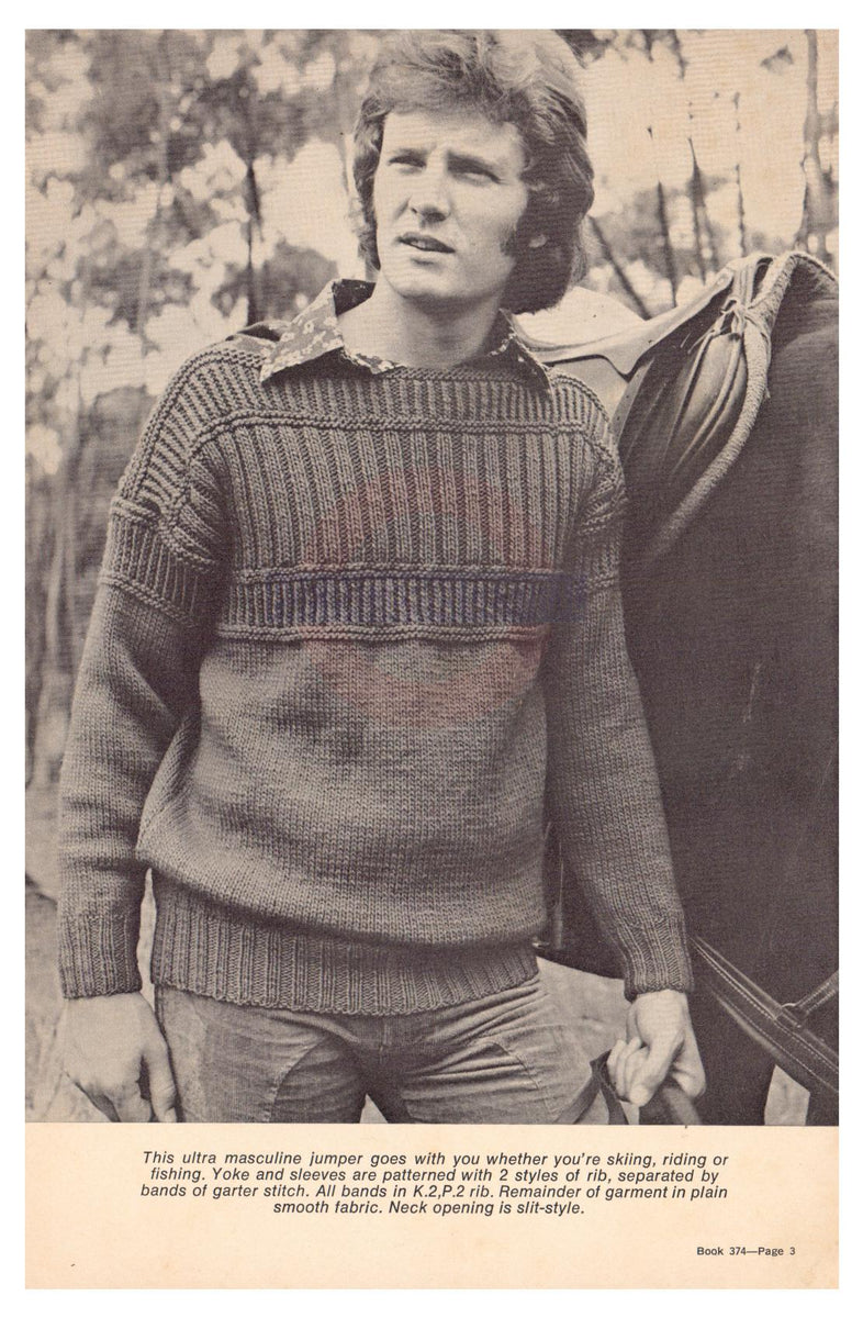 Patons Book 374 - 70s Knitting Patterns for Men Instant Download PDF 2 ...