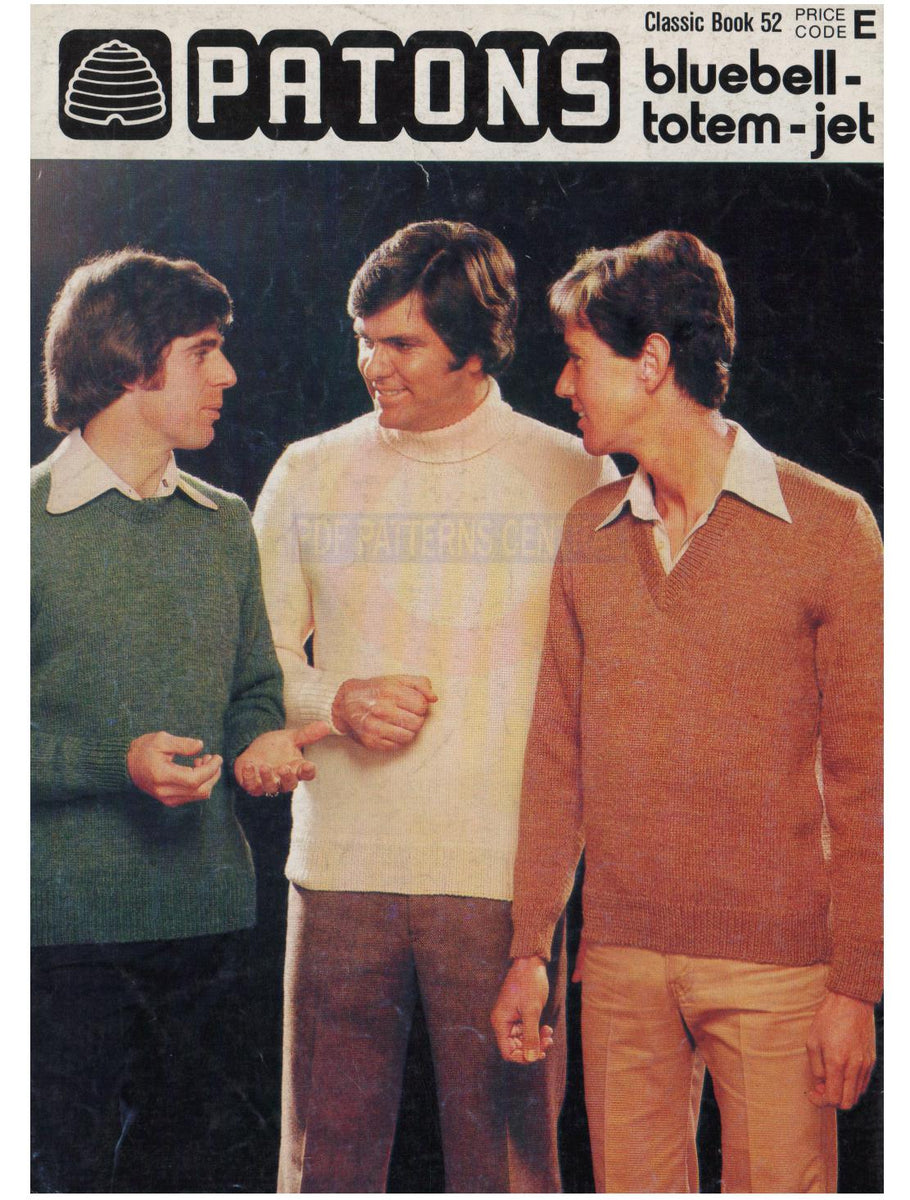Patons Classic Book 52 - 70s Knitting Patterns for Men Instant Downloa ...