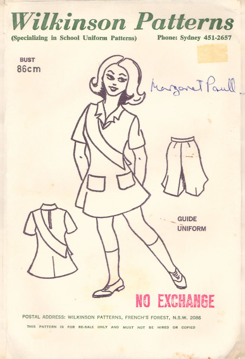 Wilkinson Sewing Pattern, Girl Guide Uniform, Bust 86cm, Uncut, "Unpri ...