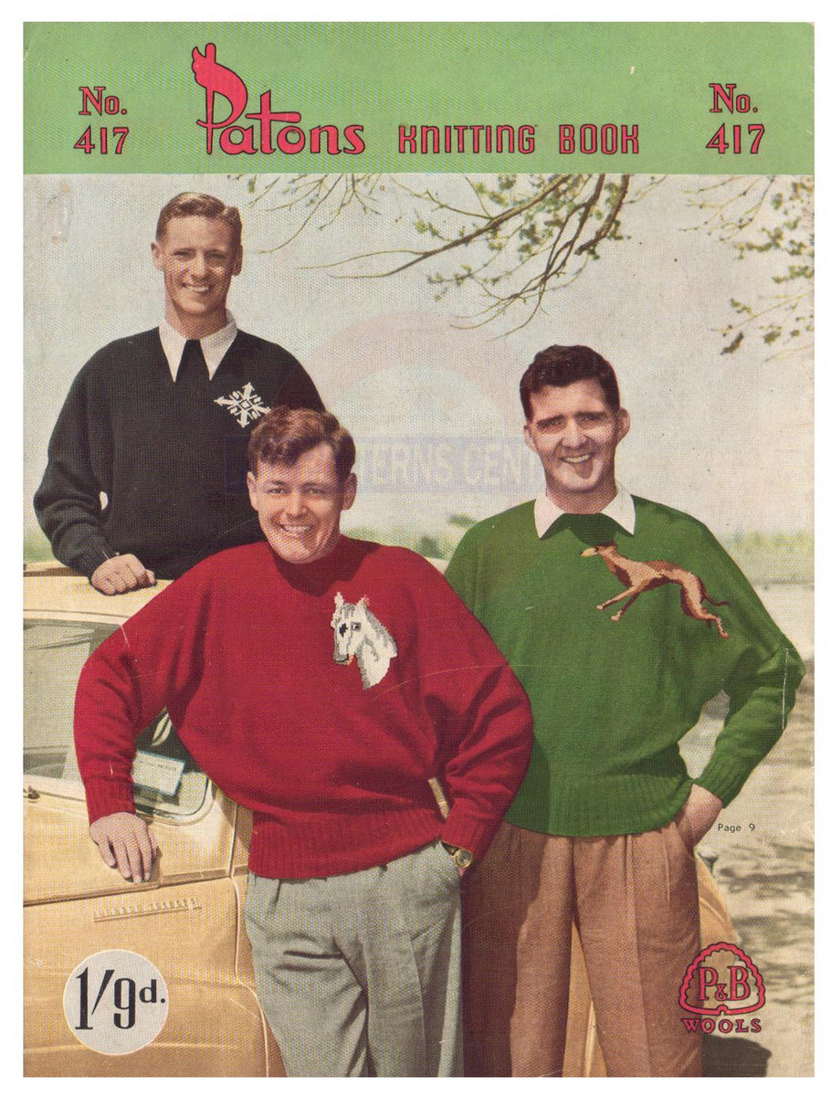 Patons 417 50s Knitting Patterns for Men's Jumpers and Vests Instant D ...