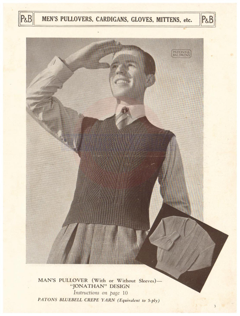 Patons & Baldwin's Knitting Book 122 - 40s Knitting Patterns for Men I ...