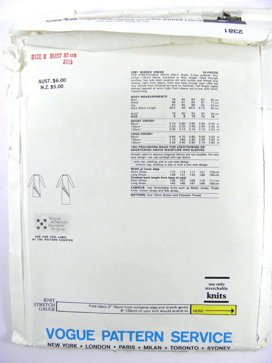 Vogue 2381 American Designer Scott Barrie A-Line Evening Dress with As ...