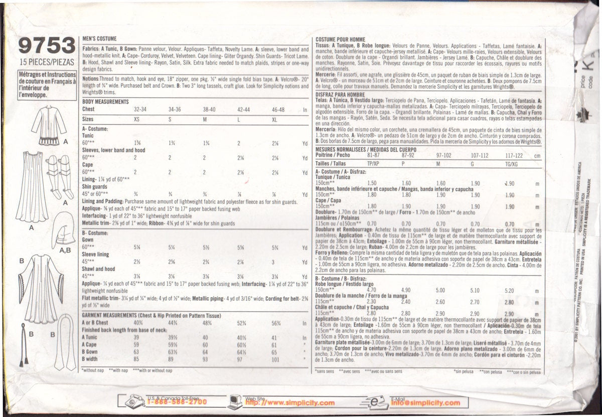 Simplicity 9753 Andrea Schewe Wizard and King Medieval Costumes, Fancy ...