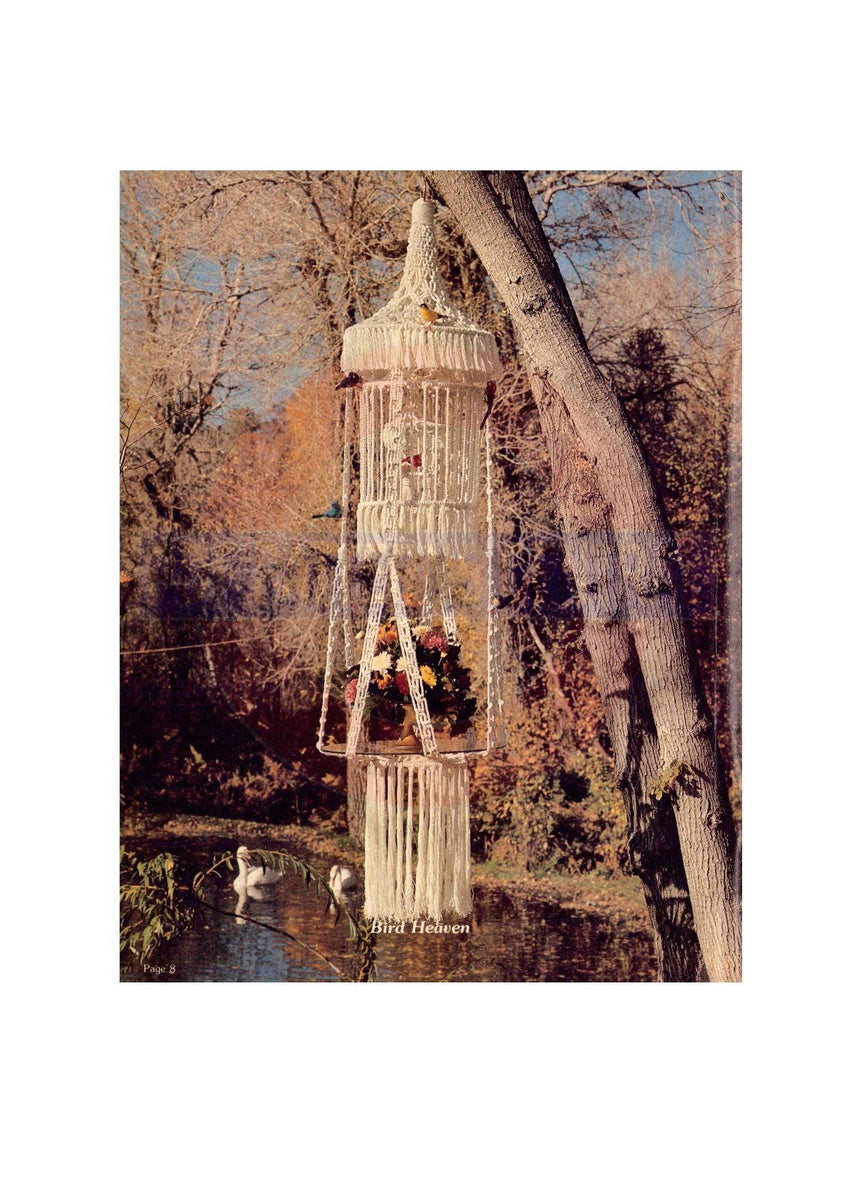 Two vintage 70s Macrame Patterns Bird Heaven & Bird Cage Canopy Instan ...