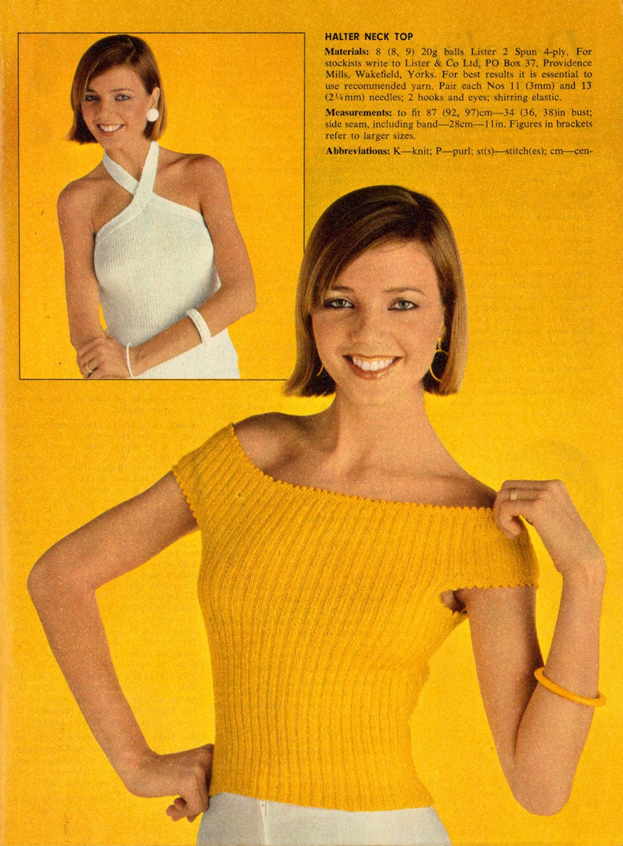 Vintage Knitting Patterns for 70s Tops Instant Download PDF 4 pages ...