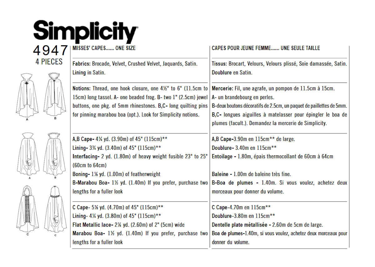 Simplicity 4947 Teresa Nordstrom 1920s Women's Capes with Trim Variati ...