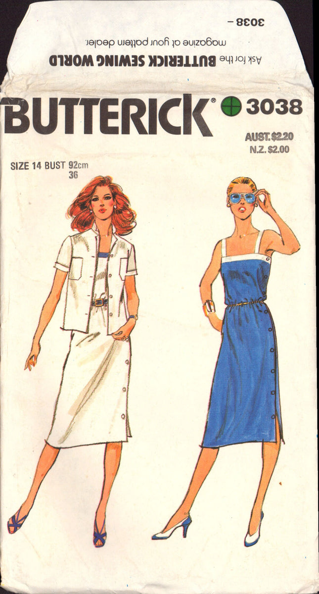 Butterick 3038 Fitted Sundress with Button Trim and Short Sleeve Jacke ...