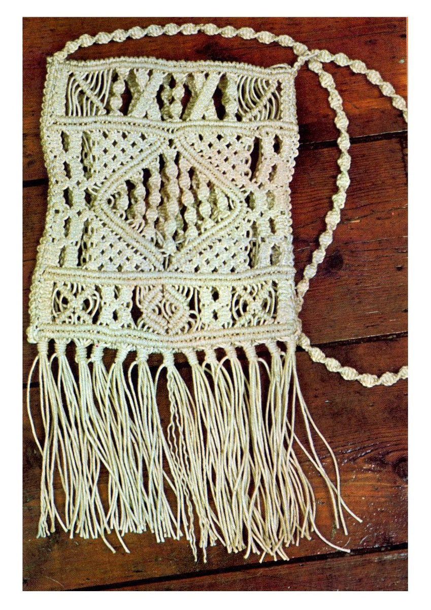 Vintage 70s Small Macrame Sampler Bag Instant Download PDF 4 pages ...