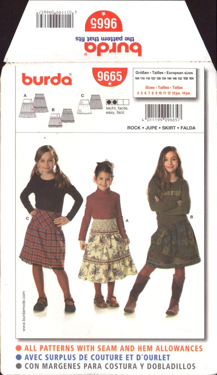 Burda 9665 Girls' Dress, Uncut, Factory Folded Sewing Pattern Size 4-1 ...