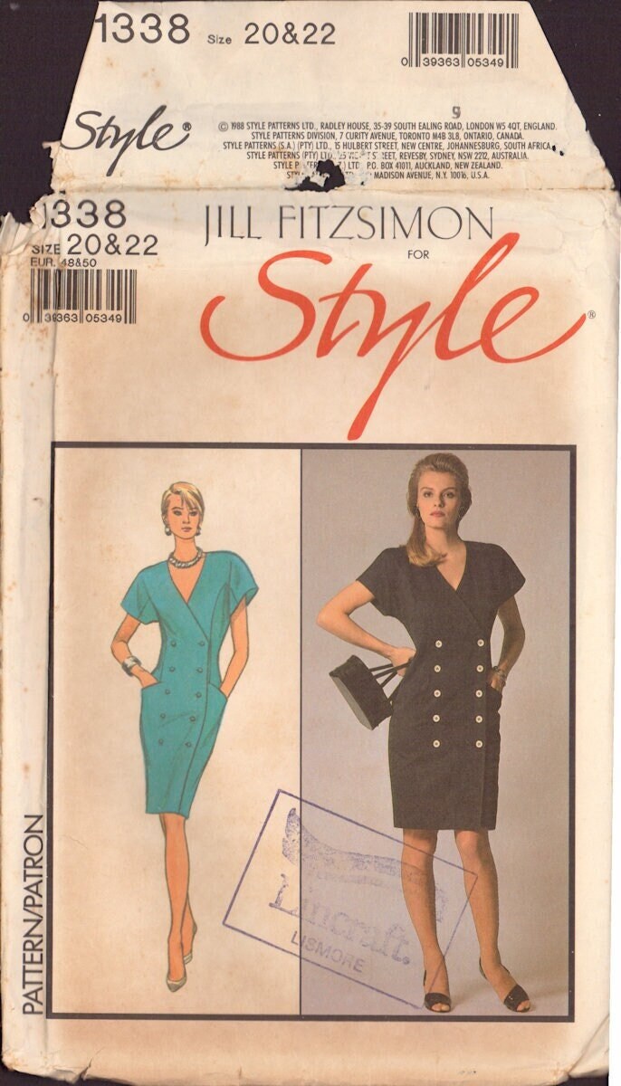 Style 1338 Sewing Pattern, Dress, Size 20-22, Cut, Complete – Patterns ...