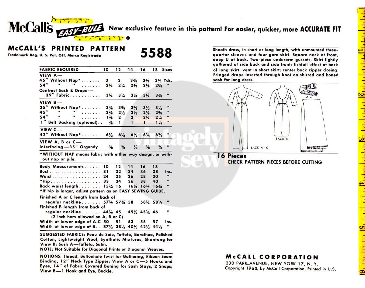 50s Sheath Dress in Two Lengths with Fringed Drape, Bust 32" (81 cm) M ...