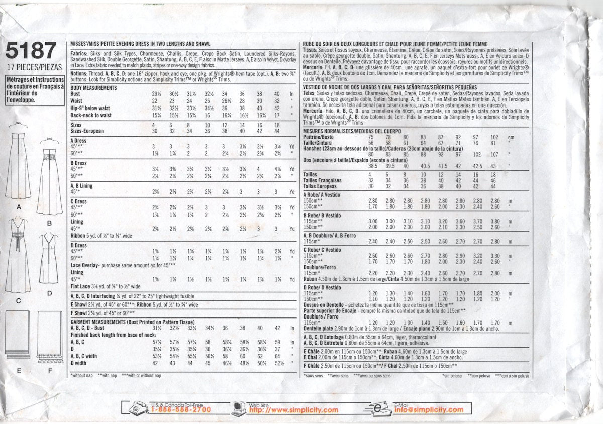 Simplicity 5187 Deep V-Neckline Evening Dress in Two Lengths and Shawl ...