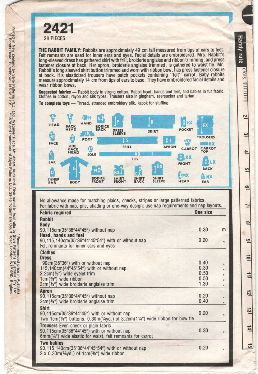 Style 2421 Mr and Mrs B. Rabbit and the Twins, 19" (49 cm) Tall Soft T ...