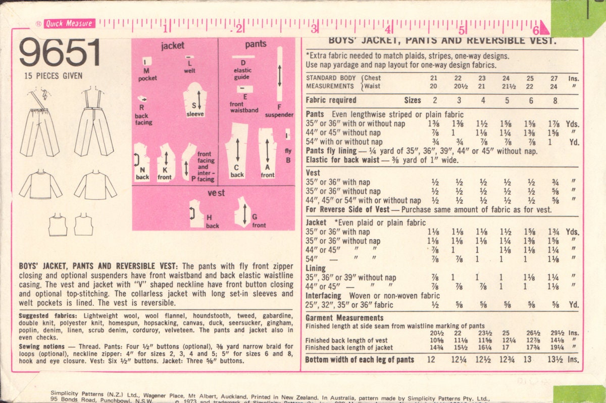 Simplicity 9651 Sewing Pattern, Boys' Jacket, Pants and Reversible Ves ...